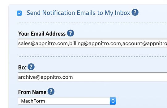 Features – Notifications | HTML Form Builder Online, PHP Form Creator - MachForm
